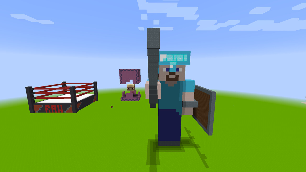 Sword And Shield Steve Statue Block Game City V1 Minecraft Map