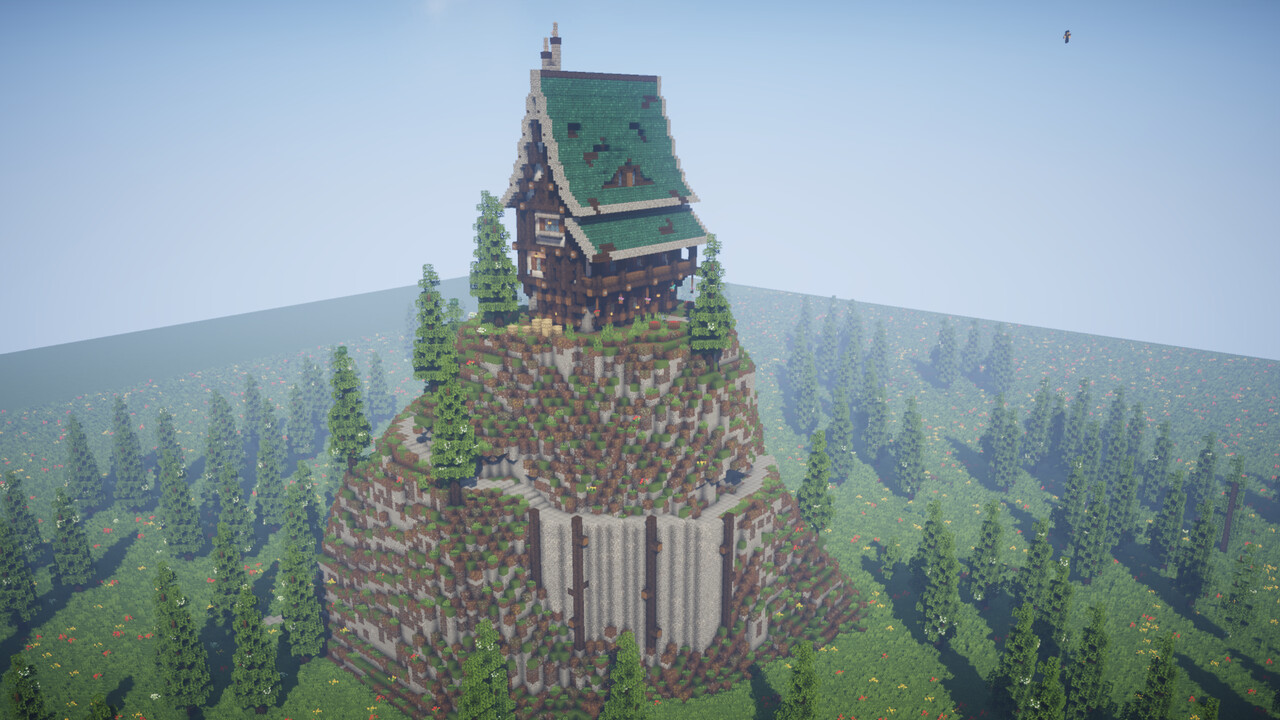 Mountain With Large Medieval Fantasy House Minecraft Map
