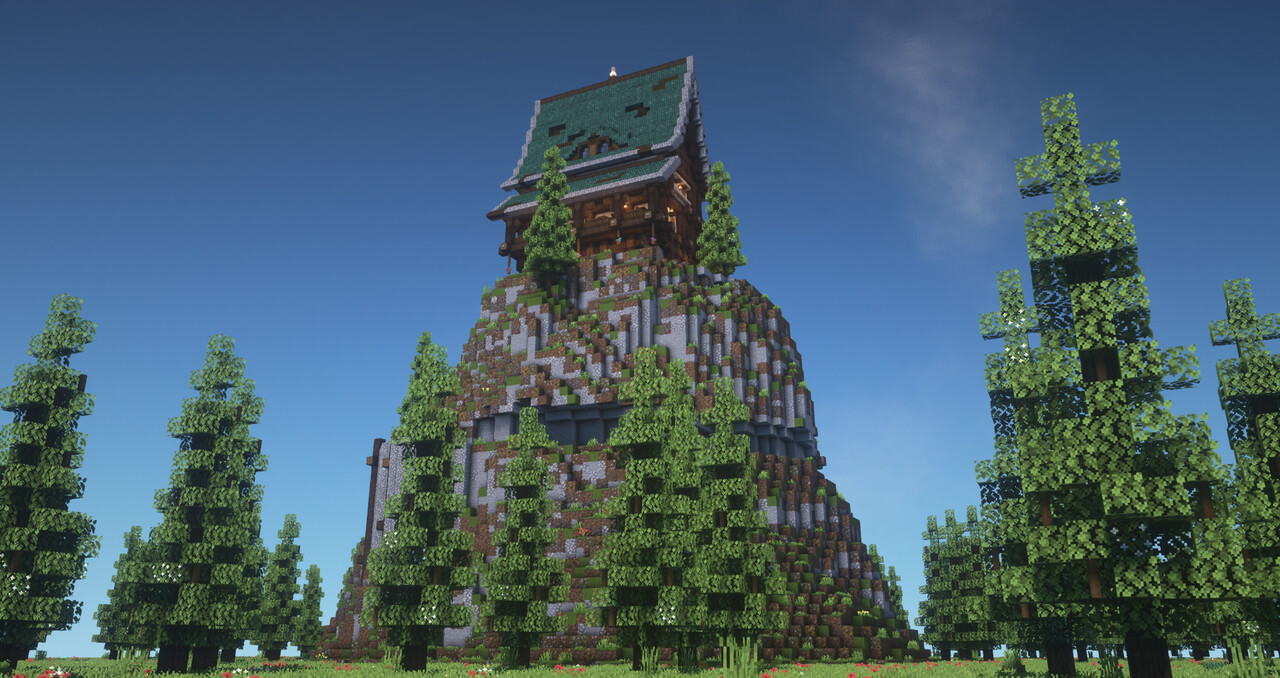 Mountain With Large Medieval Fantasy House Minecraft Map