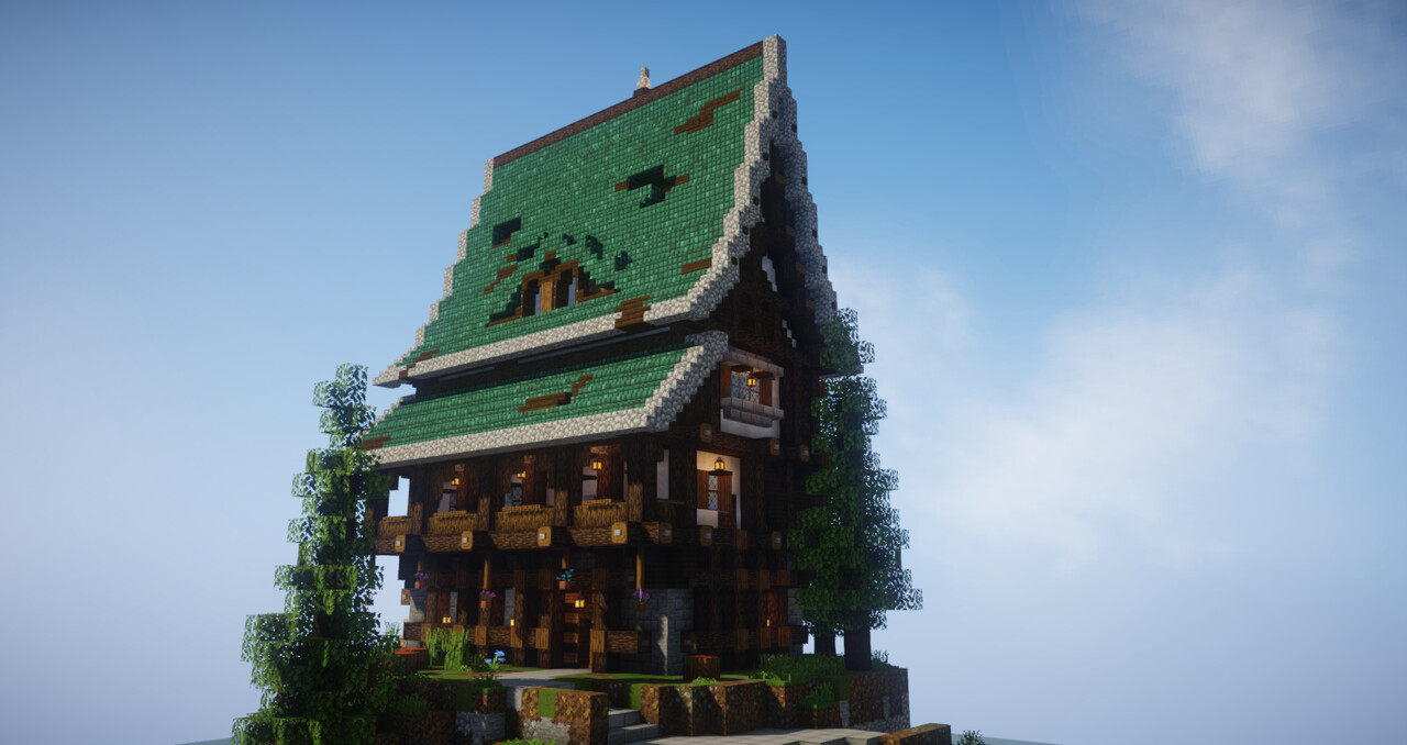Mountain With Large Medieval Fantasy House Minecraft Map