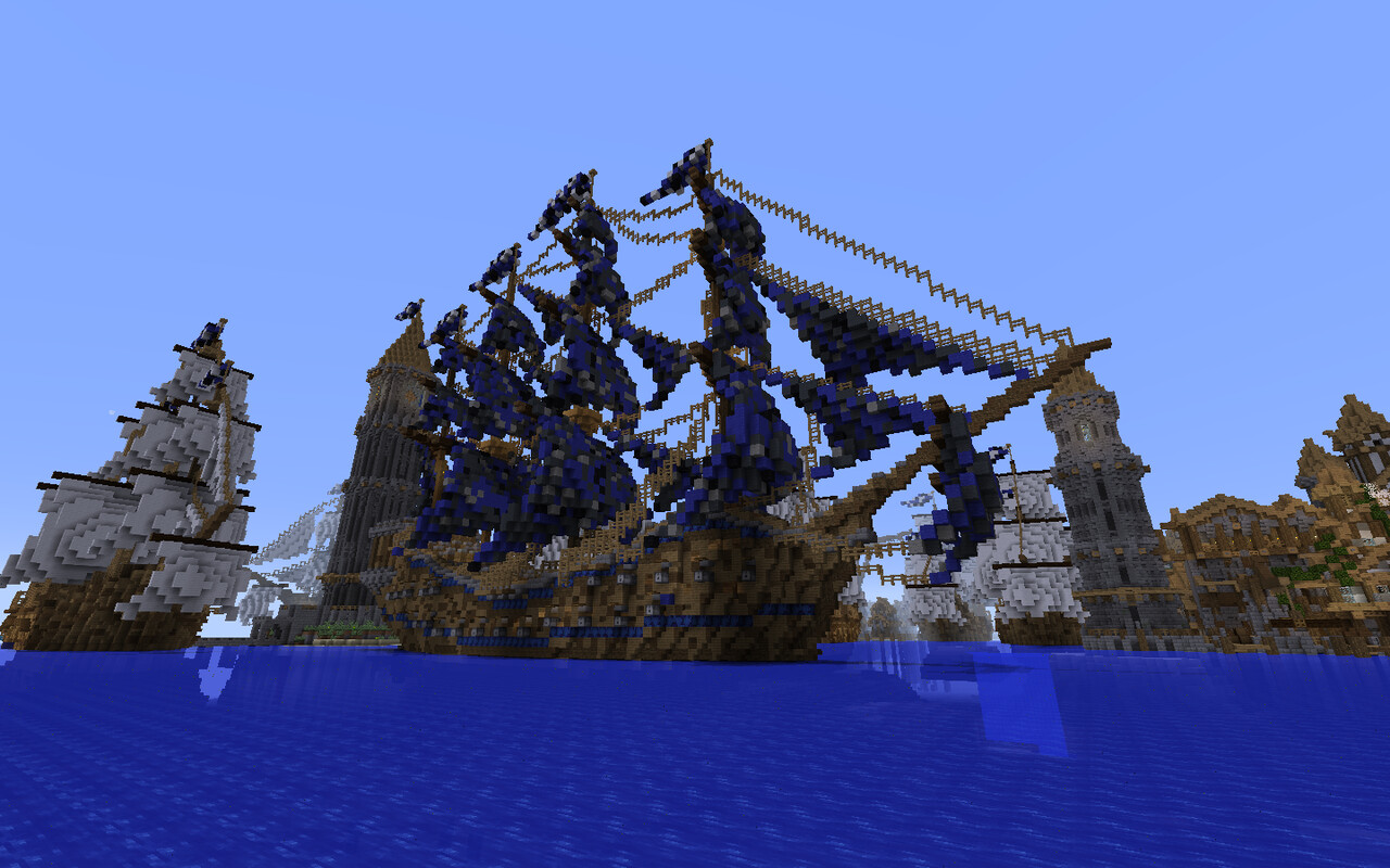 Large Medieval Fantasy Ship Isenfel Flagship Ship of The Line Minecraft Map