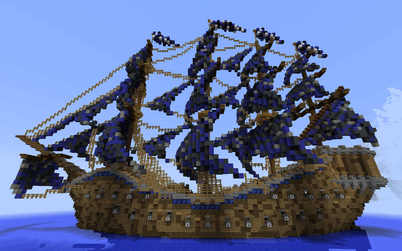 Large Medieval Fantasy Ship Isenfel Flagship Ship of The Line Minecraft Map
