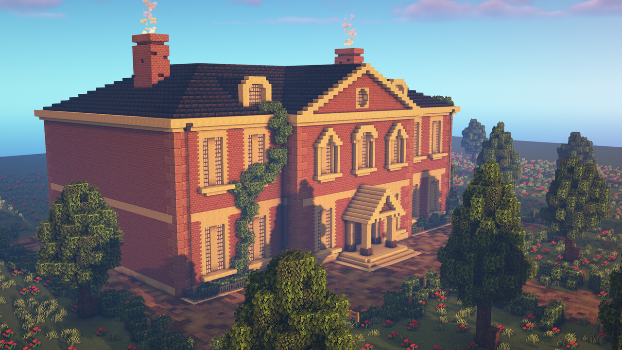 British/English Brick Manor [Spooky Halloween AND Schematic] Minecraft Map