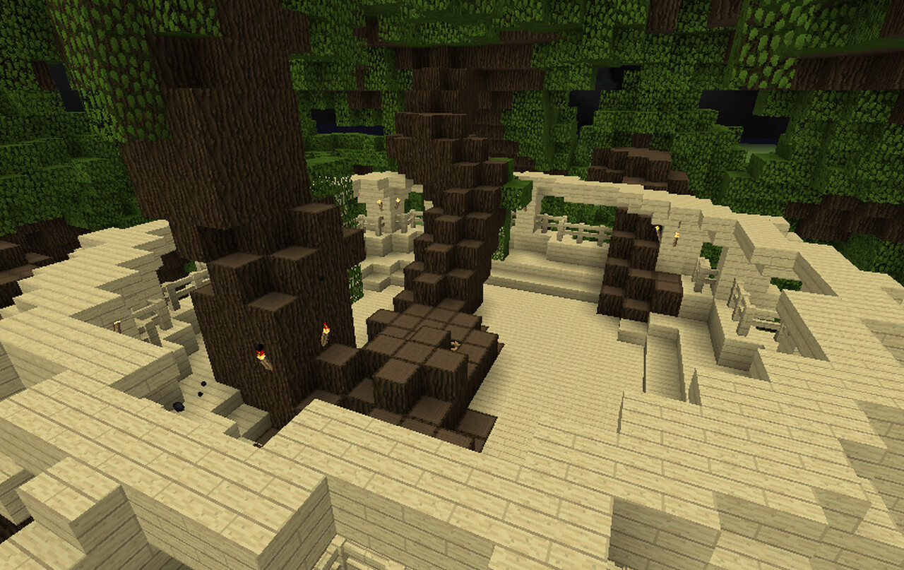 Large dark oak tree with deck Minecraft Map