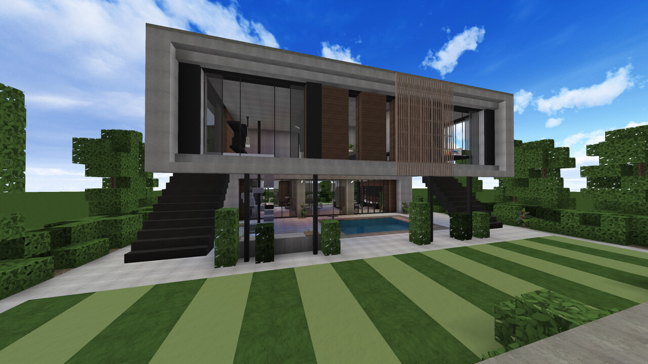 Realistic small Modern house Minecraft Map