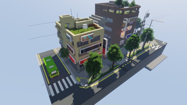 Bank building across the intersection Minecraft Map