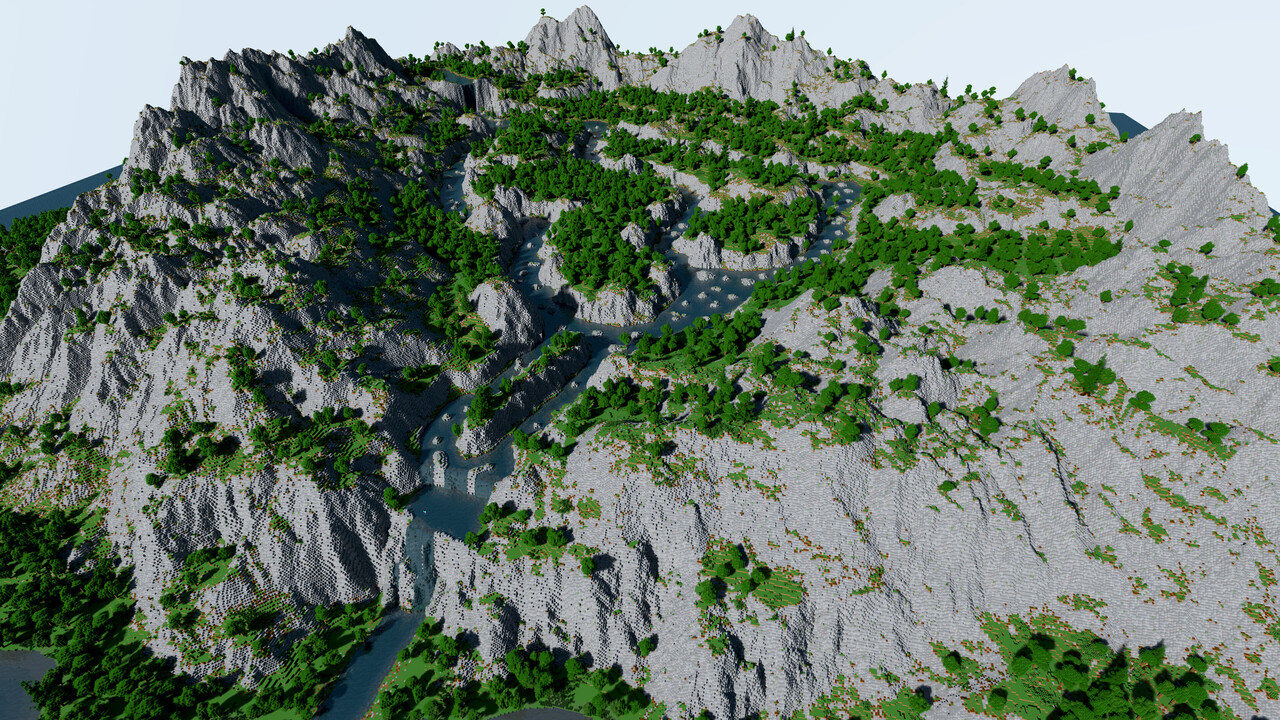 Rivers in a Mountain Range Minecraft Map