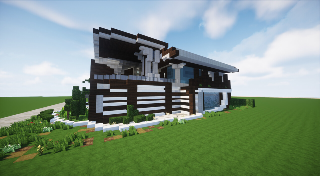 Futuristic house | With interiors + download Minecraft Map