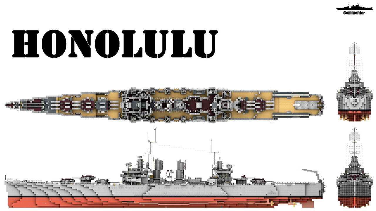 USS Honolulu & USS Nashville 1:1 Scale Brooklyn class Minecraft Map