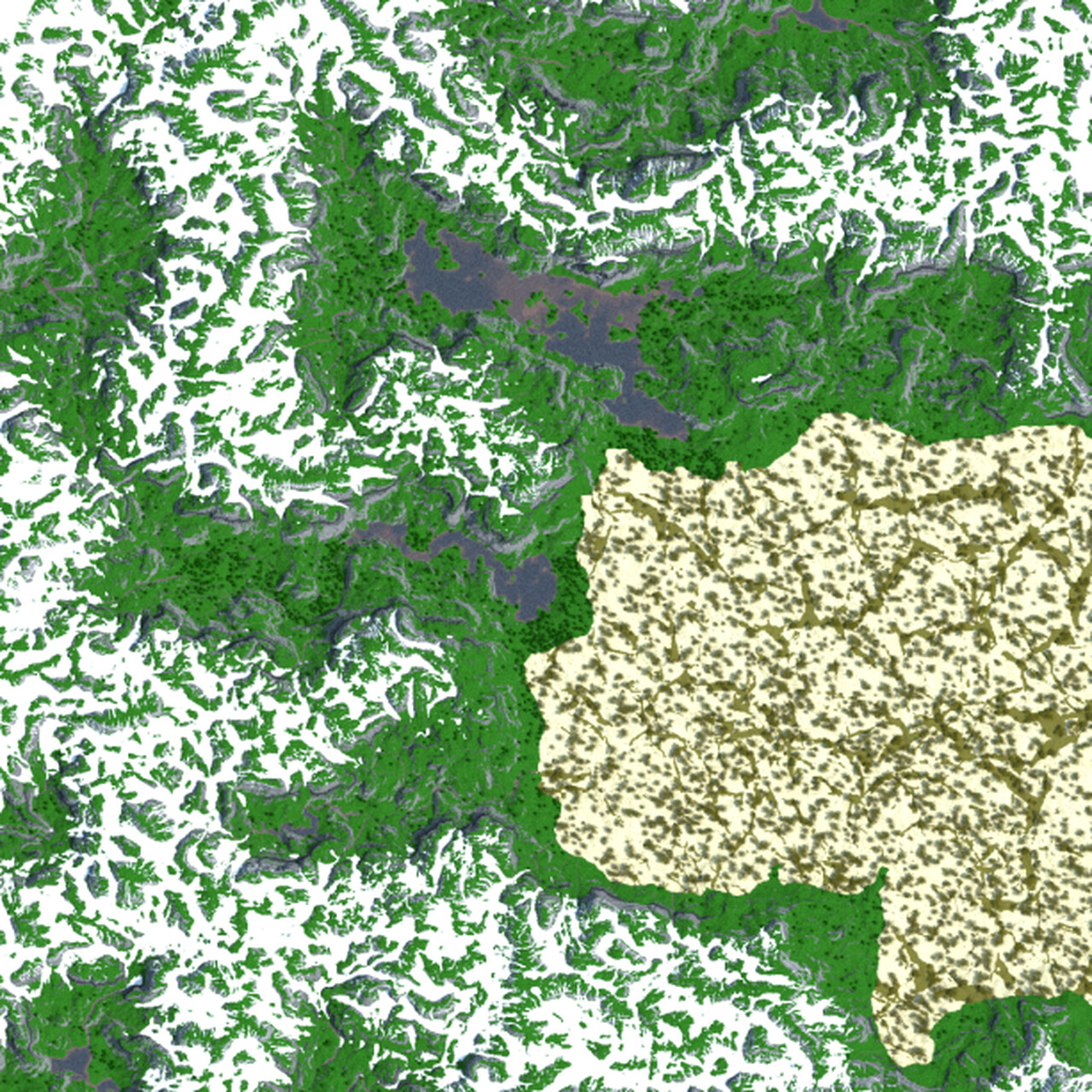 Sandur og fjöll [3072x3072 Map] w/Download Minecraft Map