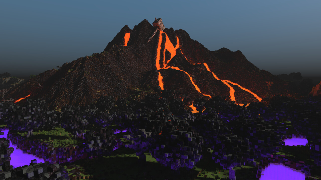 Fantasy Volcano, Glowing Cracks, Huge Hammers 1k/1k Map Minecraft Map