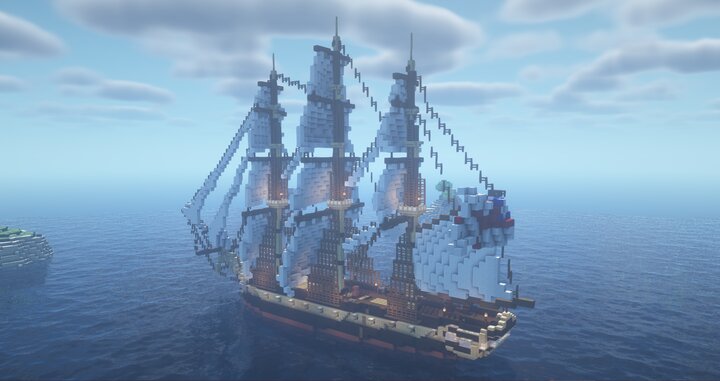 Three masted Heavy Frigate Minecraft Map