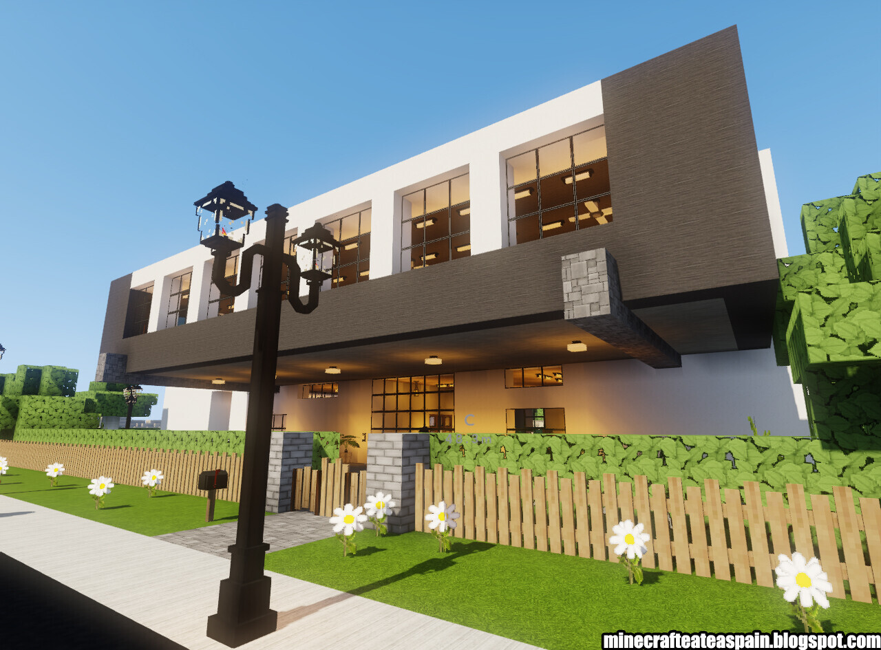 Minecrafteate Creations: White and Gray Modern House with garden in ...