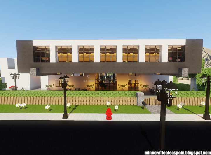 Minecrafteate Creations: White and Gray Modern House with garden in ...