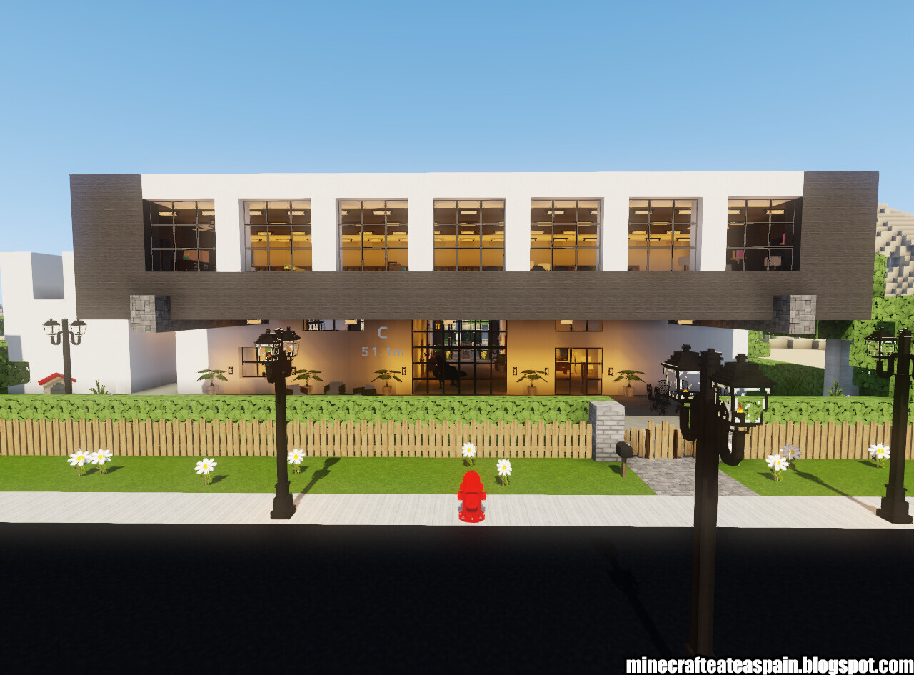 Minecrafteate Creations: White and Gray Modern House with garden in ...