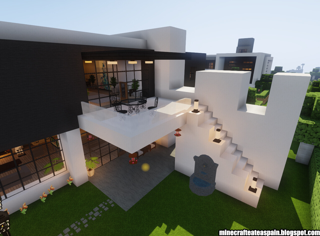 Minecrafteate Creations: White and Gray Modern House with garden in ...