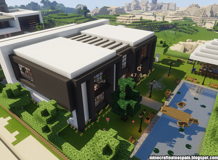 Minecrafteate Creations: White and Gray Modern House with garden in ...