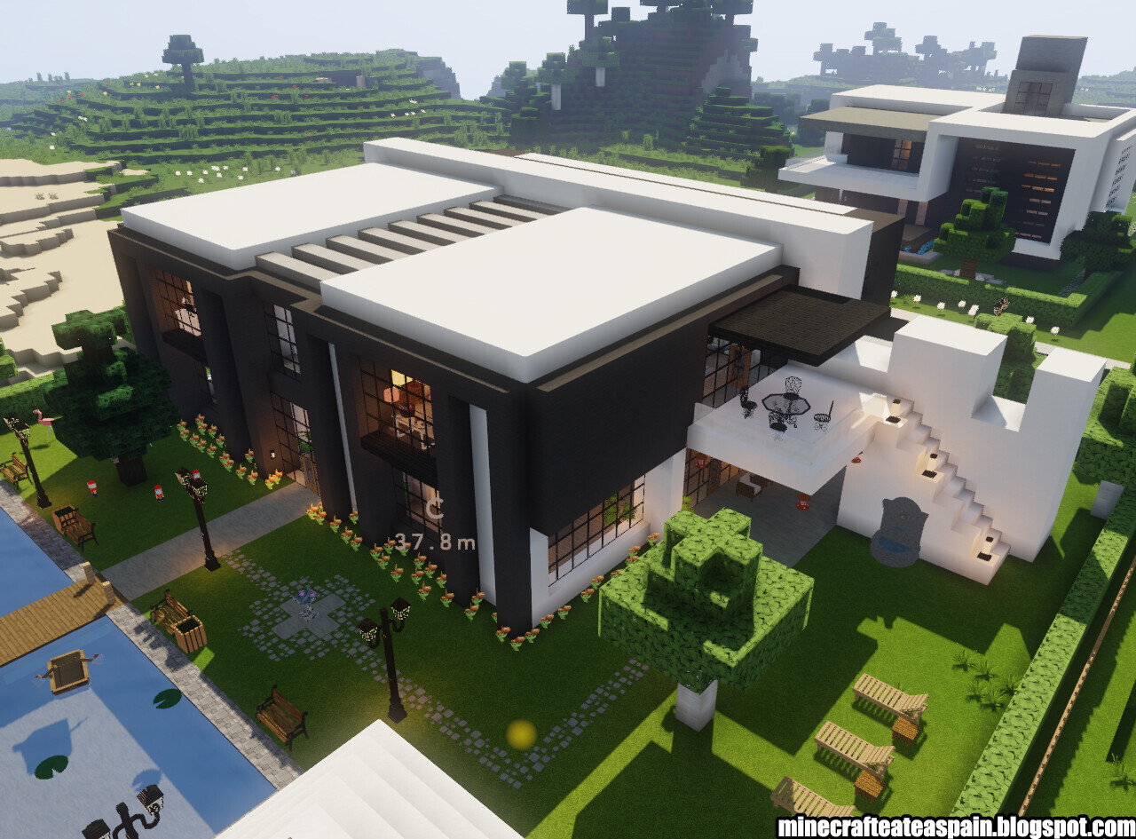 Minecrafteate Creations: White and Gray Modern House with garden in ...
