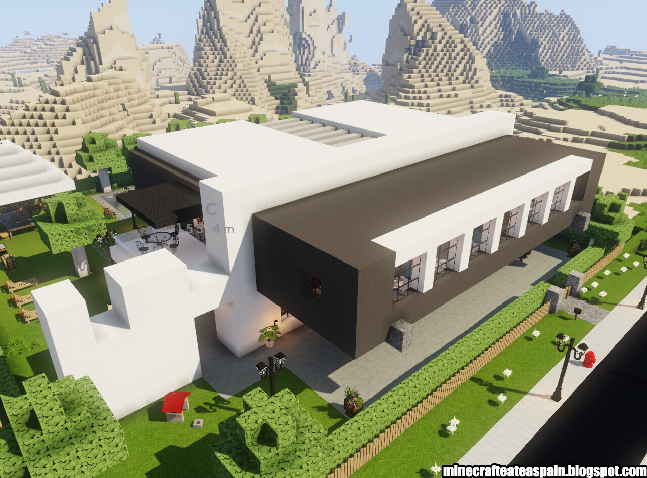 Minecrafteate Creations: White and Gray Modern House with garden in ...