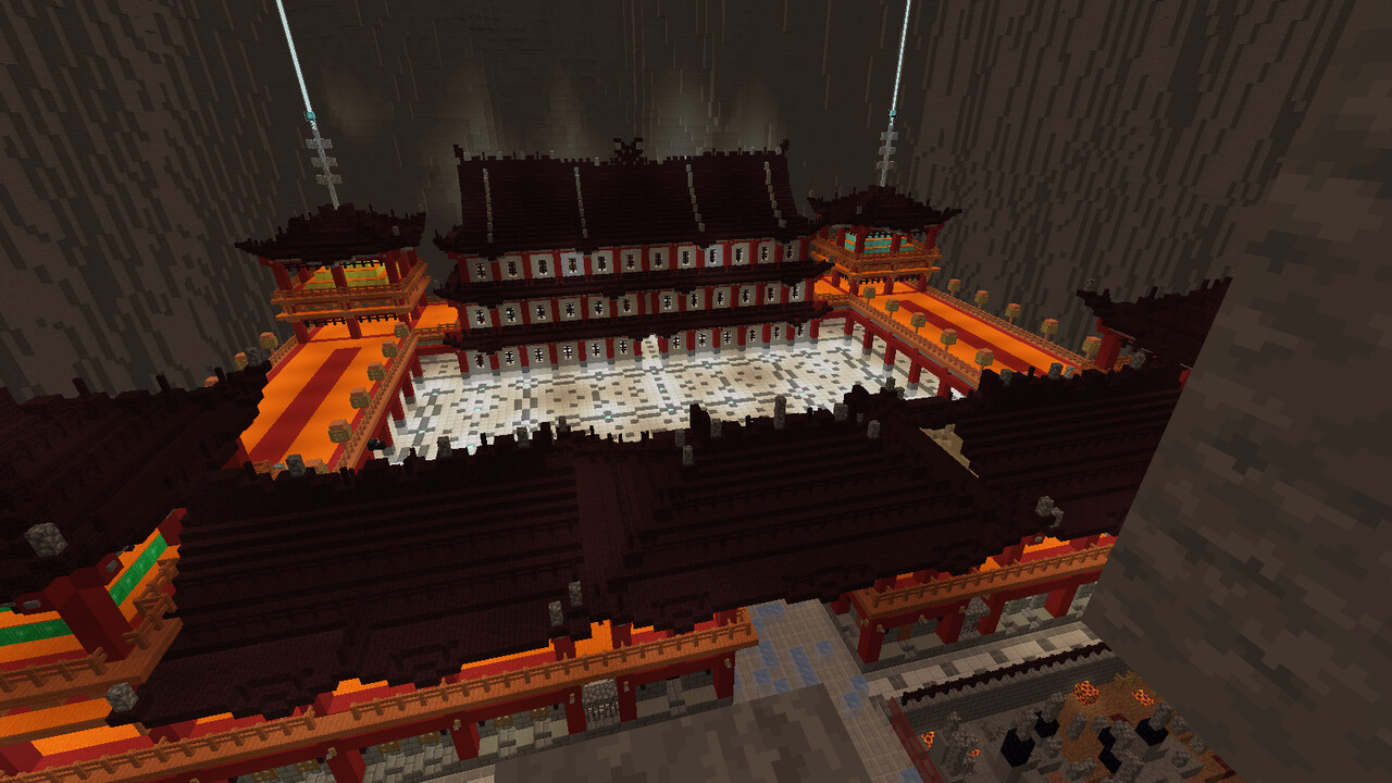 Japanese temple in the nether / Temple japonnais dans le nether Minecraft Map