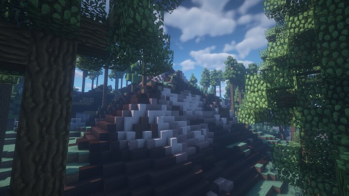 A wide river between hills and mountains Minecraft Map