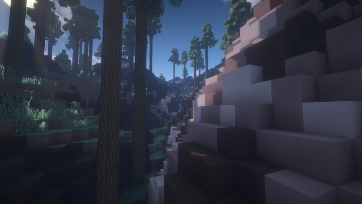 A wide river between hills and mountains Minecraft Map