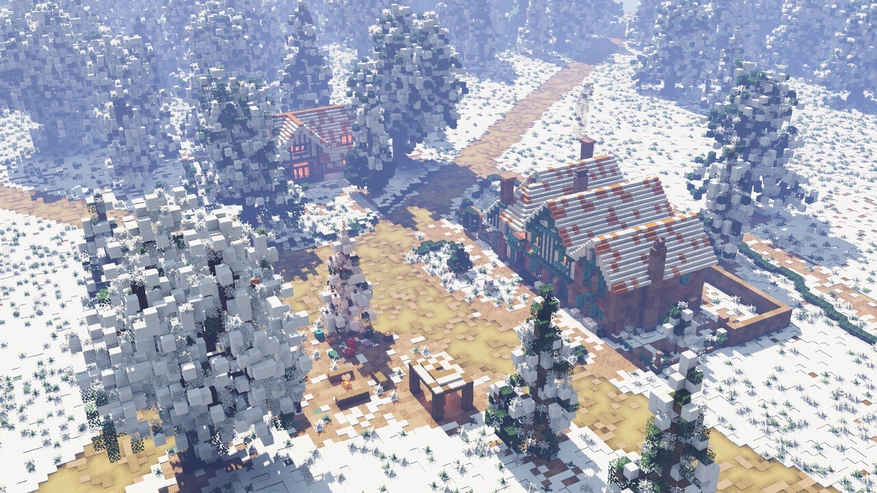 Cozy Christmas village in a winter landscape Minecraft Map