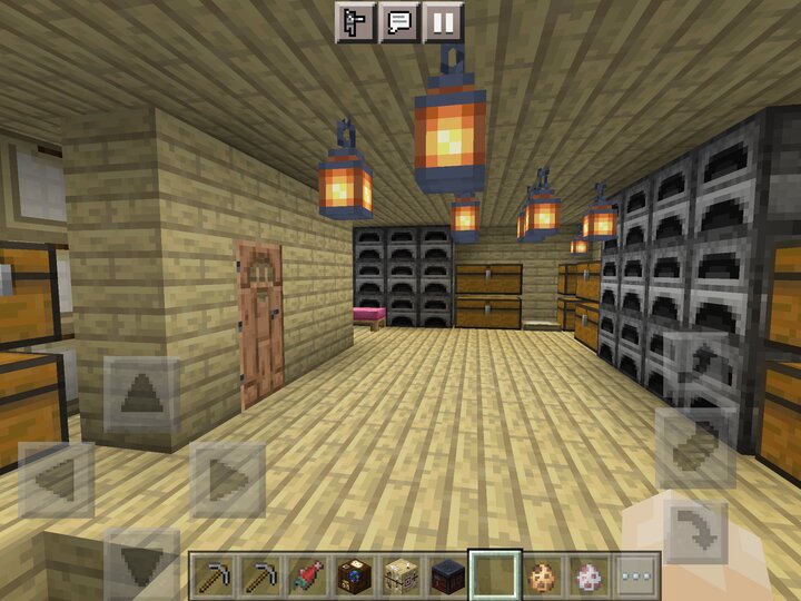 House and trees and villagesers in a flat world Minecraft Map