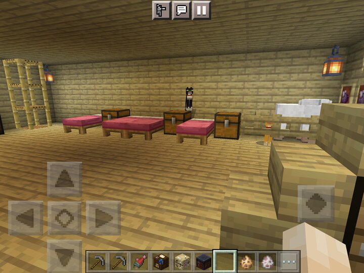 House and trees and villagesers in a flat world Minecraft Map