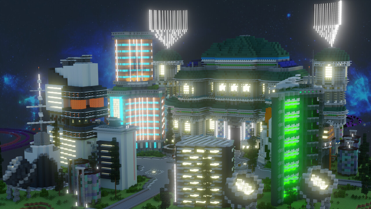 Futuristic Spawn | Aderlyon Build Team Minecraft Map