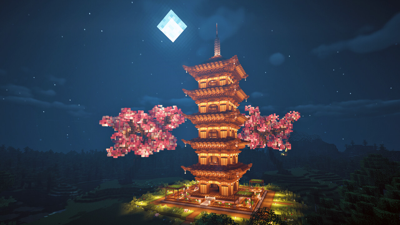 Minecraft: How to build a Ultimate Japanese Pagoda Minecraft Map