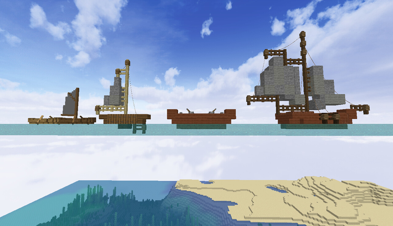 Small boats and their respective ghost counterparts Minecraft Map