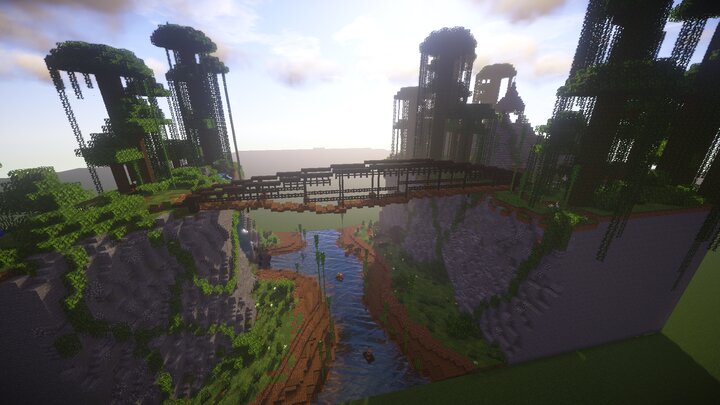Jungle Ruins on cliffs with bridge (IAYTB) Minecraft Map