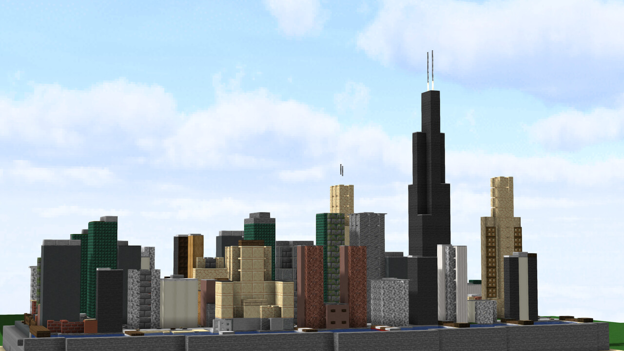 Chicago, Illinois | Miniature Representation in 1:20 Scale Minecraft Map