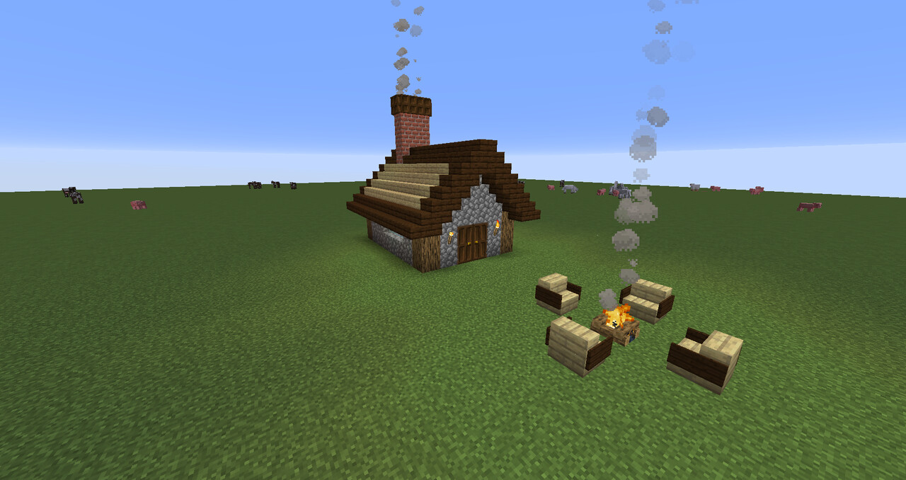Rustic House With A Campfire Area! Minecraft Map
