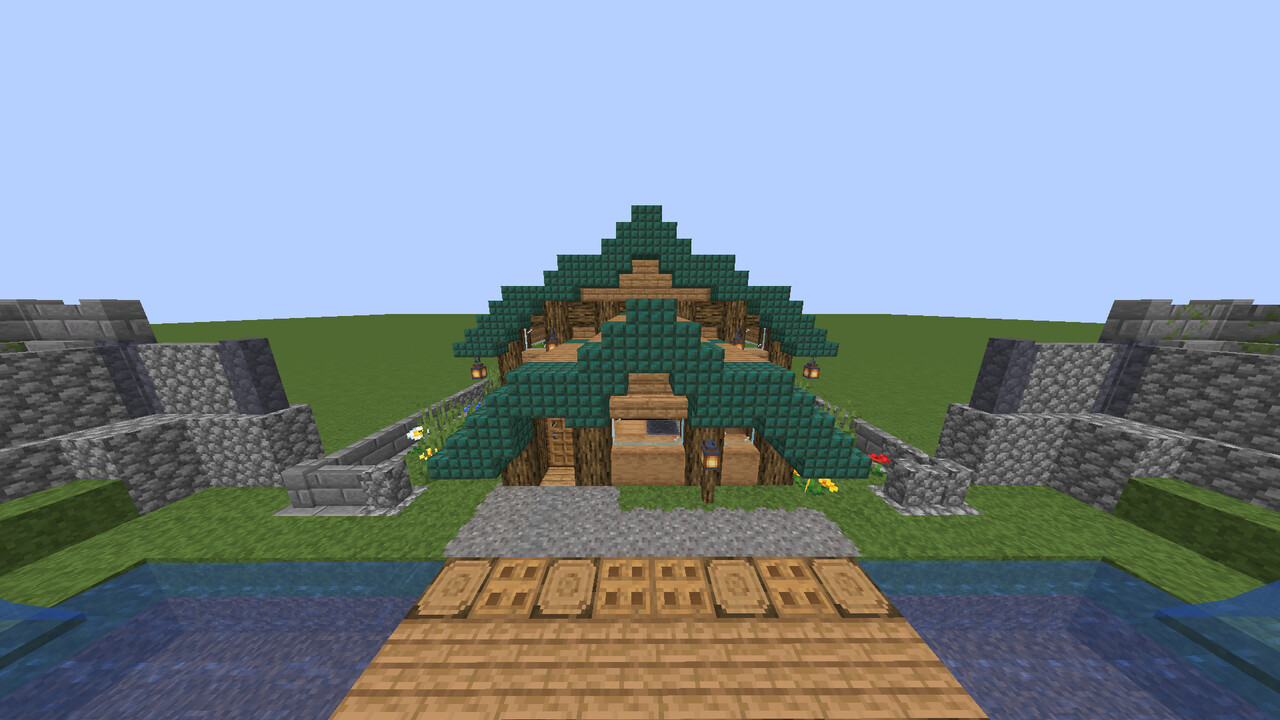 Dark Prismarine and Oak, small house. Minecraft Map