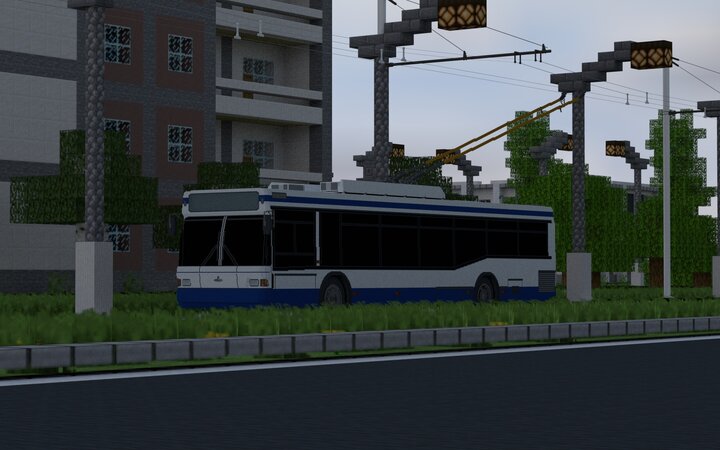 Czechoslovak trolleybus Skoda-14Tr and Belarusian trolleybus MAZ-103T Minecraft Map