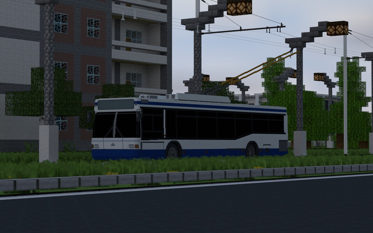 Czechoslovak trolleybus Skoda-14Tr and Belarusian trolleybus MAZ-103T Minecraft Map