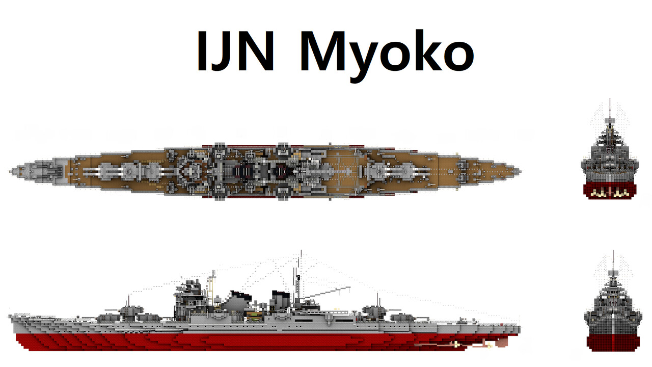 IJN Myoko Heavy Cruiser 1:1 Scale Minecraft Map