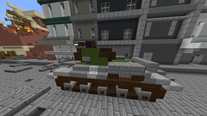 Soviet T-34 Prepares to break through Brick Wall Minecraft Map