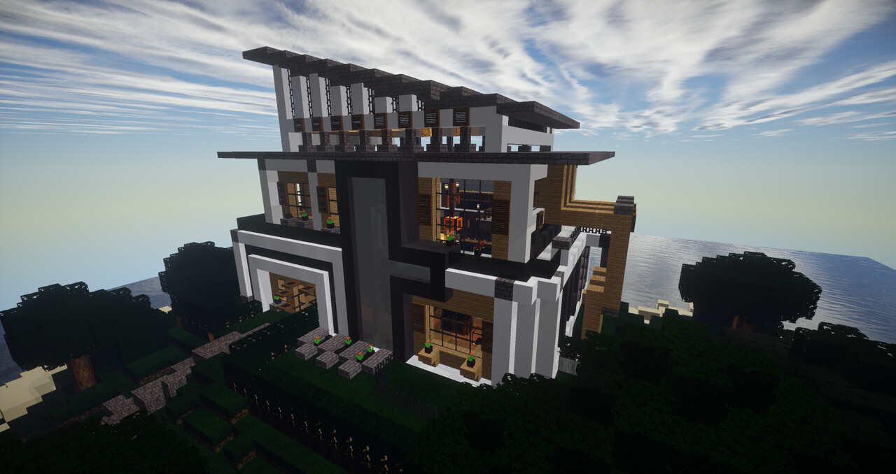 Modern beach house Tutorial Minecraft Map