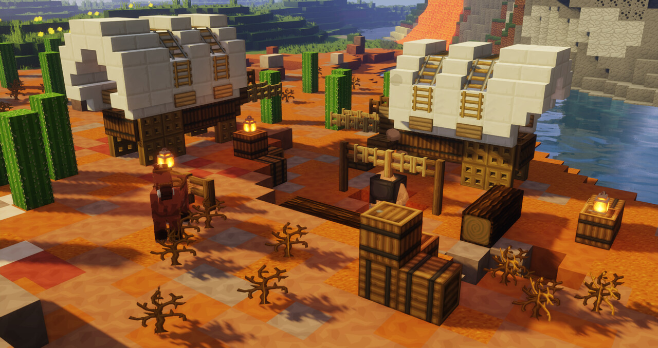 Wild West Covered Wagon - Starter Base - With Interior - Werstern Build Minecraft Map