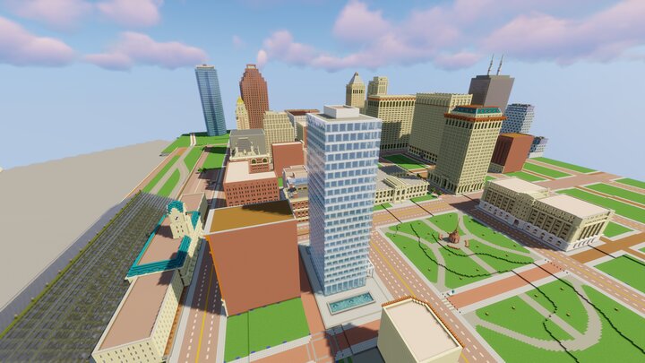 Oakwood City: Simple Glass Facade High Rise Minecraft Map