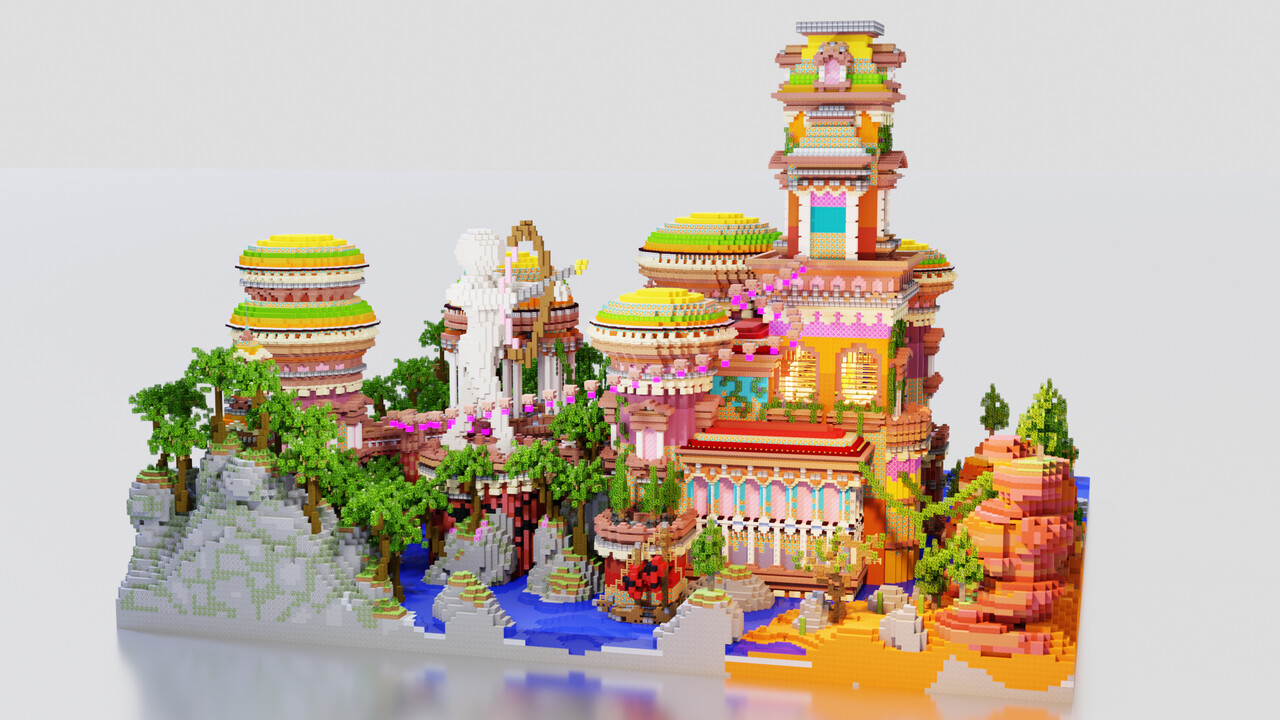 Minecraftpe build"The Colorful Fantasy Building" Minecraft Map