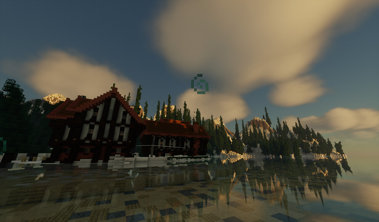 Small town in mountainside lake! Minecraft Map