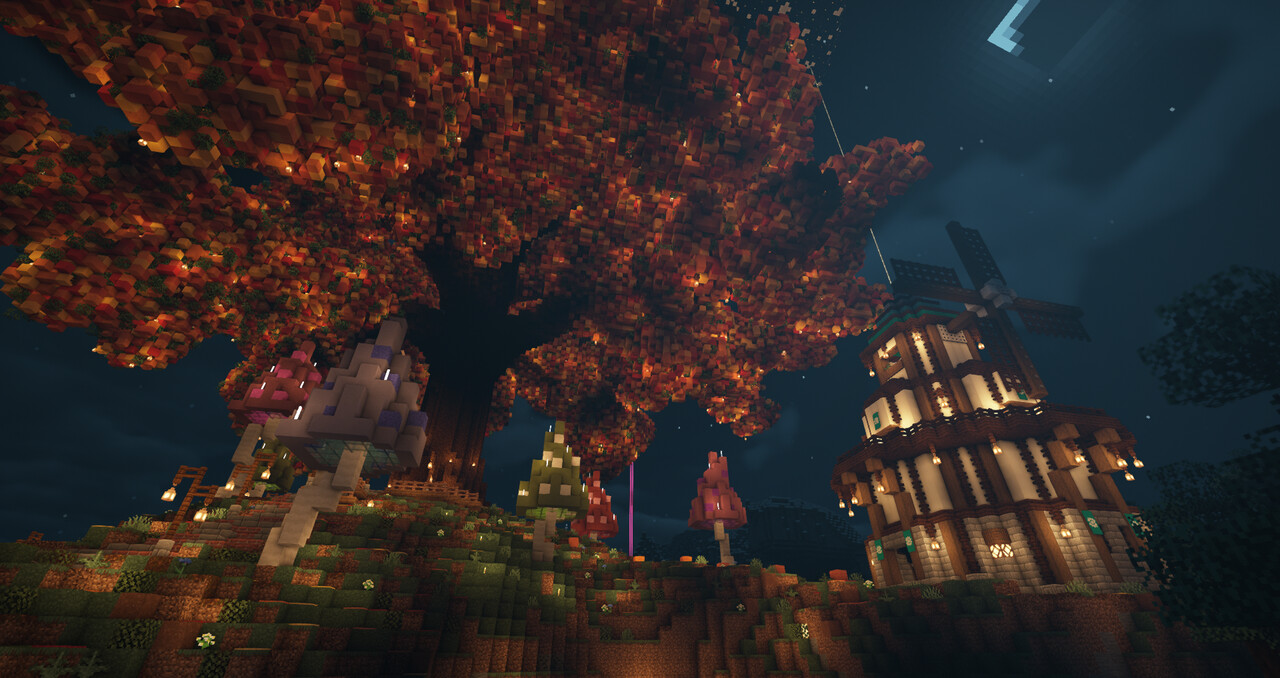 Colossal Autumn Tree and Landscape Minecraft Map
