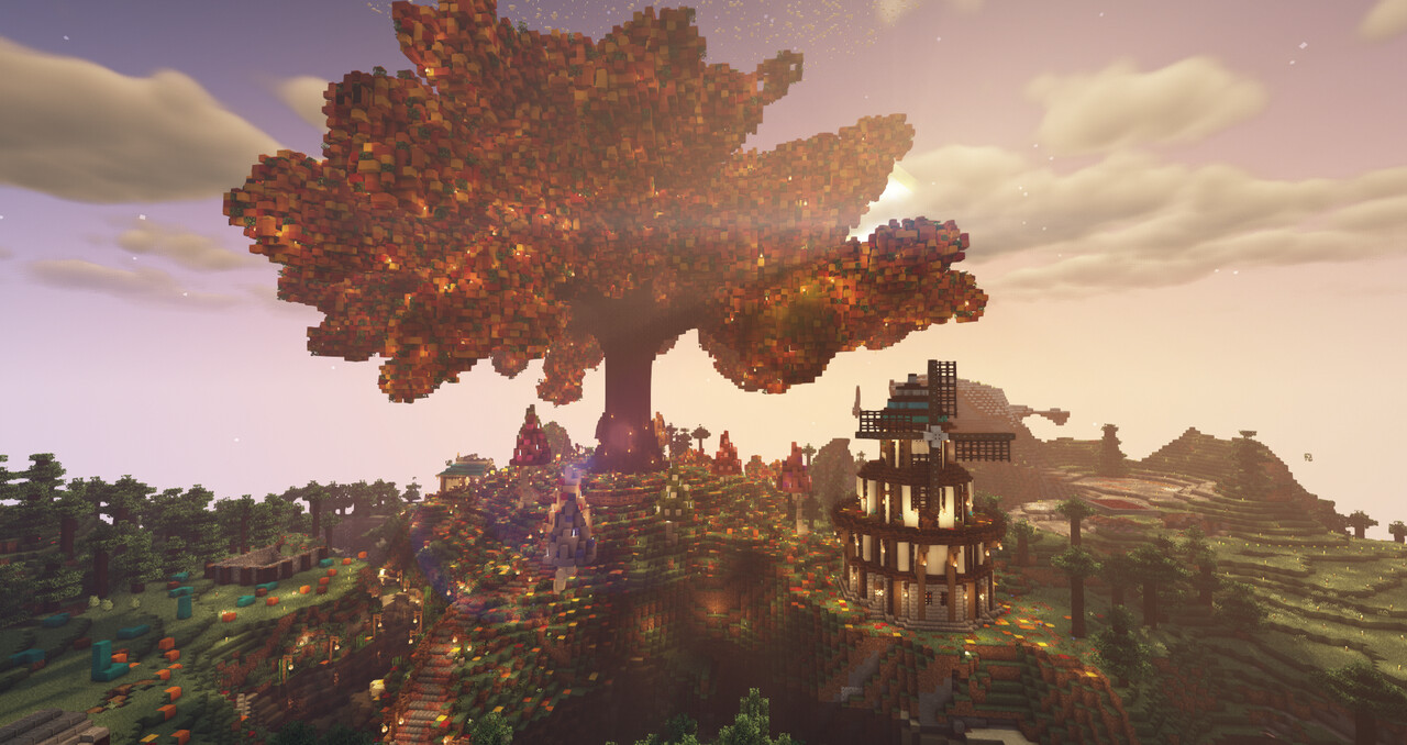 Colossal Autumn Tree and Landscape Minecraft Map