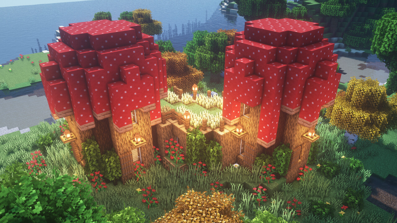 Multiplayer/Singleplayer Mushroom inspired base Minecraft Map