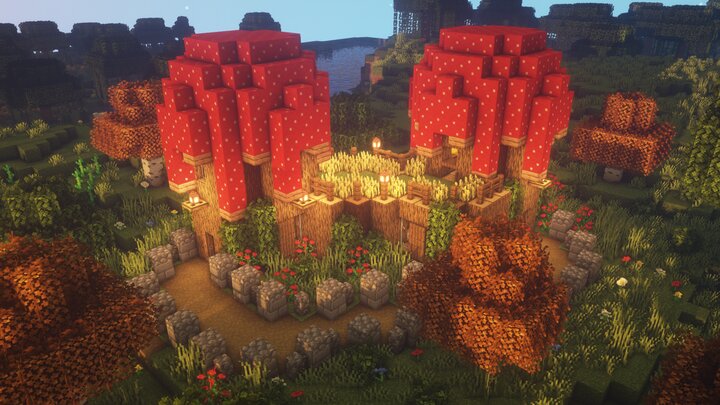 Multiplayer/Singleplayer Mushroom inspired base Minecraft Map