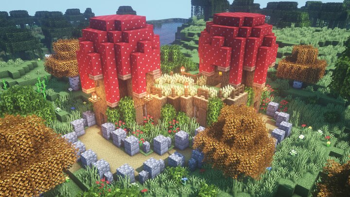 Multiplayer/Singleplayer Mushroom inspired base Minecraft Map